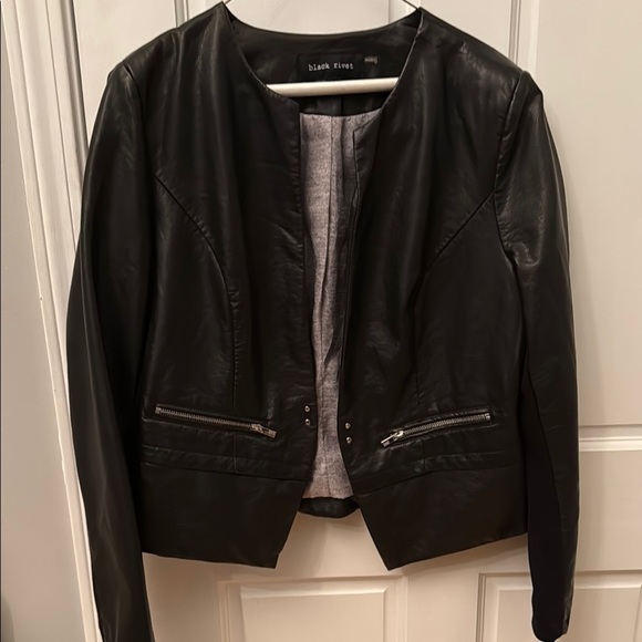 Black Rivet | Jackets & Coats | Black Rivet Black Leather Jacket Sleek ...